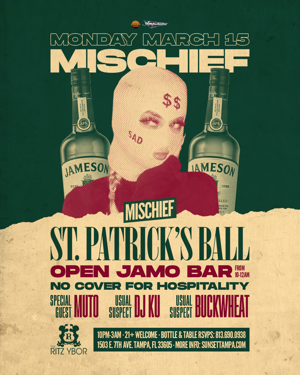 St. Patrick's Ball w/ Open Jamo Bar for Mischief Mondays at The RITZ ...
